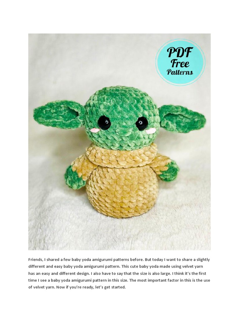 Yoda Crochet Amigurumi Pattern Handmade Baby Yoda Star Wars Crochet