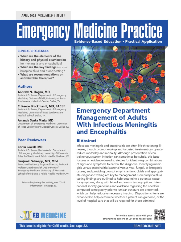 Emergency Department Management of Adults With Infectious Meningitis ...