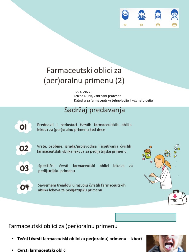 Farmaceutski Oblici Za (Per) Oralnu Primenu 2 | PDF