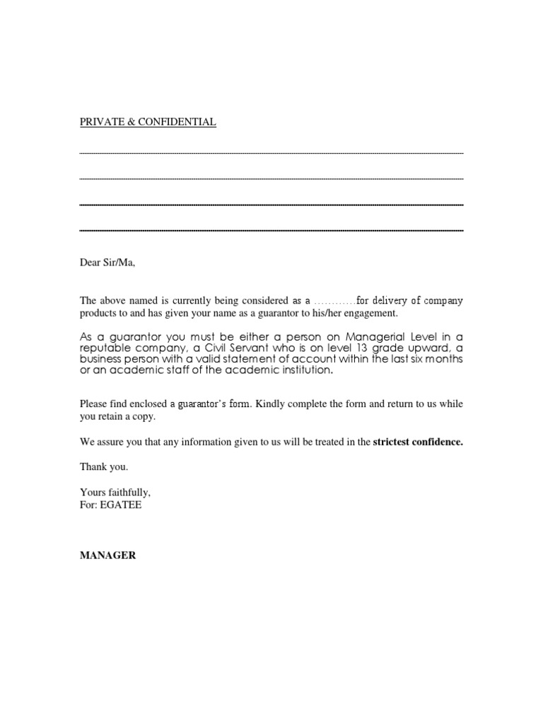 Guarantors Letter & Form Draft | PDF | Common Law | Government