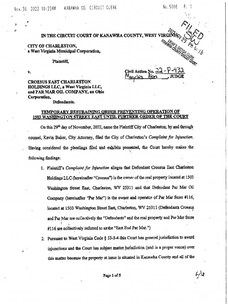 Judge Akers Issues Temporary Restraining Order | PDF Judge Akers Issues Temporary Restraining Order | PDF
