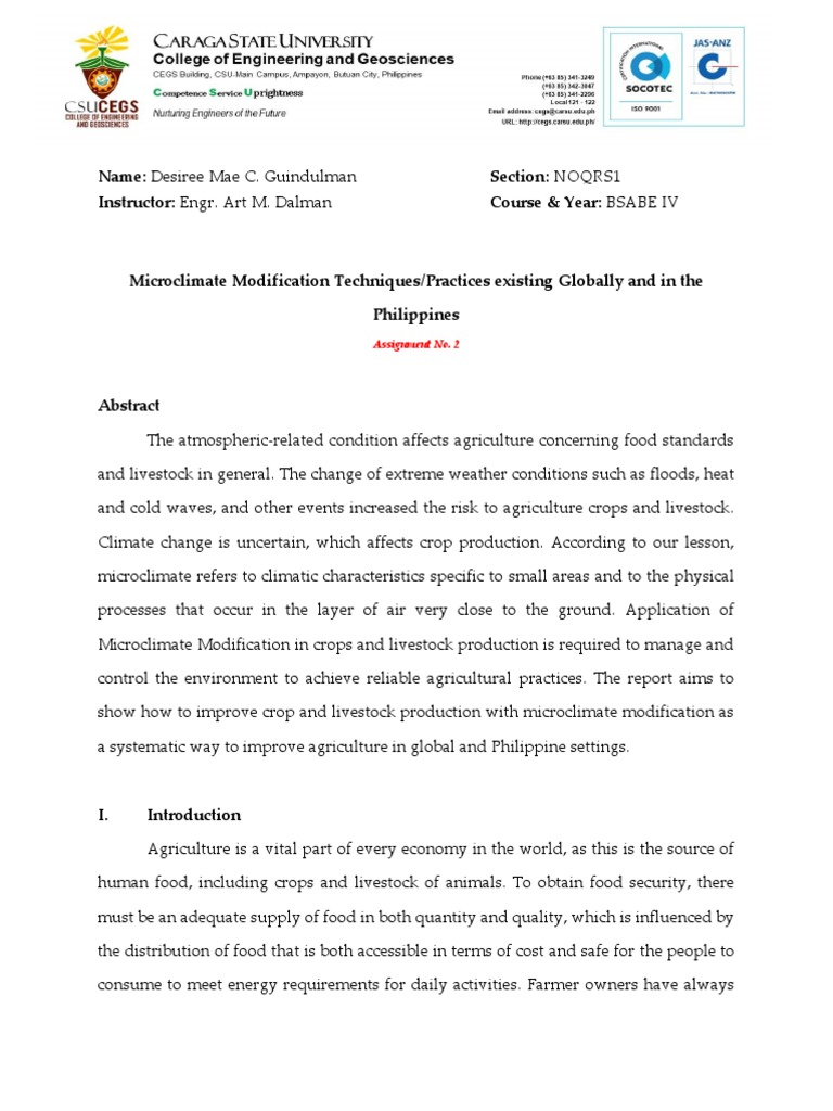 Assignment No.2 Noqrs1 Guindulman Desireemae | PDF | Agriculture | Climate Change
