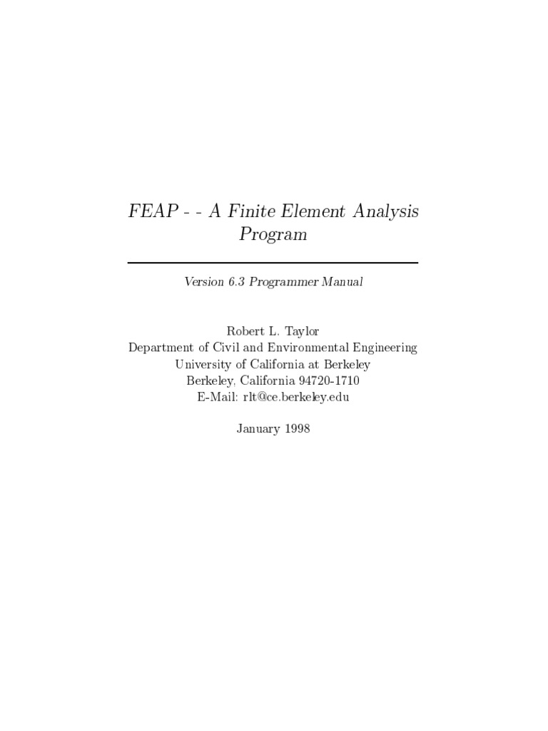 Feap Manual | PDF | Subroutine | Parameter (Computer Programming) Feap Manual | PDF | Subroutine | Parameter (Computer Programming)