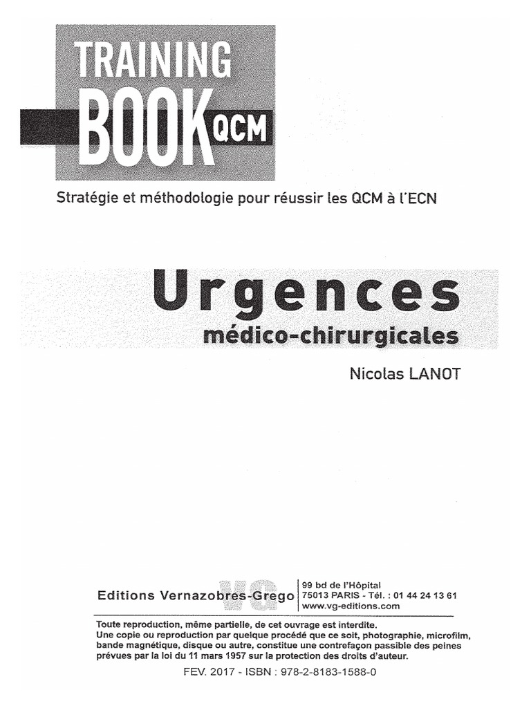 TRAINING BOOK QCM Urgences Médico-Chtrurgicales | PDF