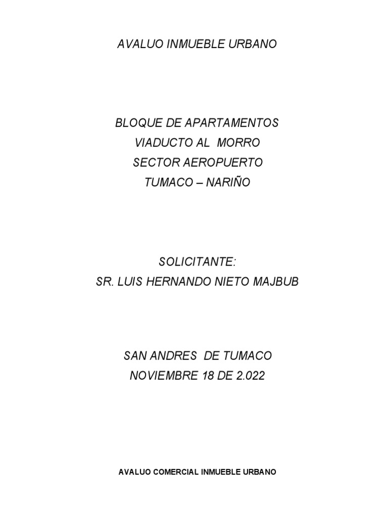 Avaluo Comercial | PDF | Sectores Economicos | Bienes raíces