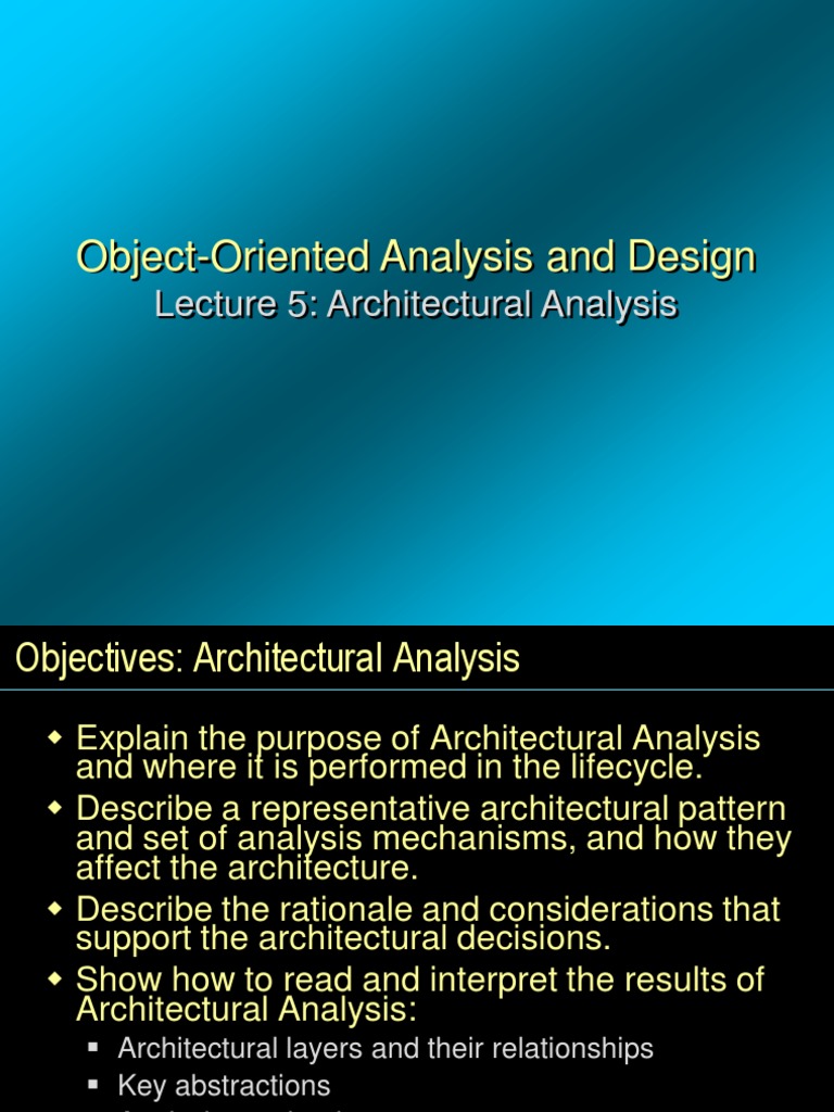 Object-Oriented Analysis and Design Architectural Analysis | PDF | Object (Computer Science ...