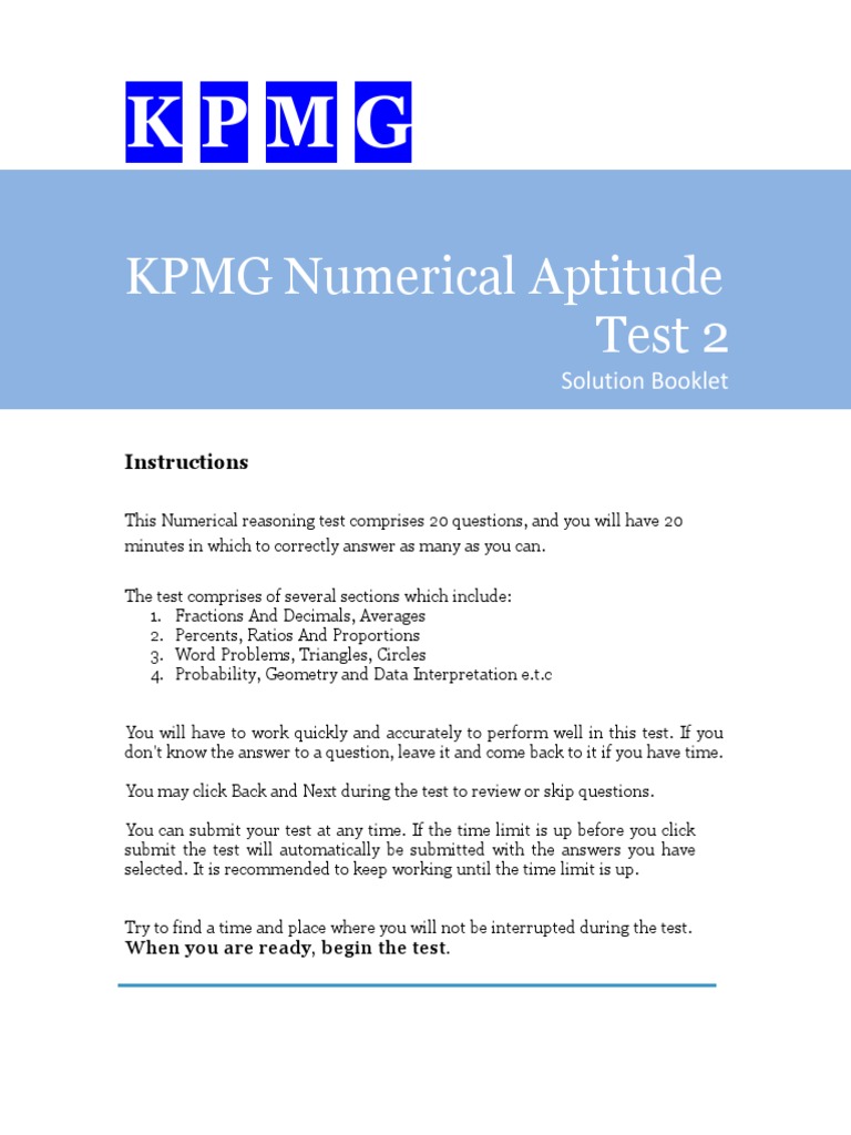 KPMG Numerical Test Solutions | PDF | Teaching Methods & Materials