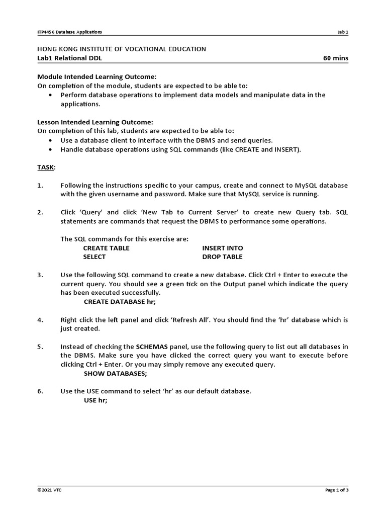 Lab 1 | PDF | Databases | Sql