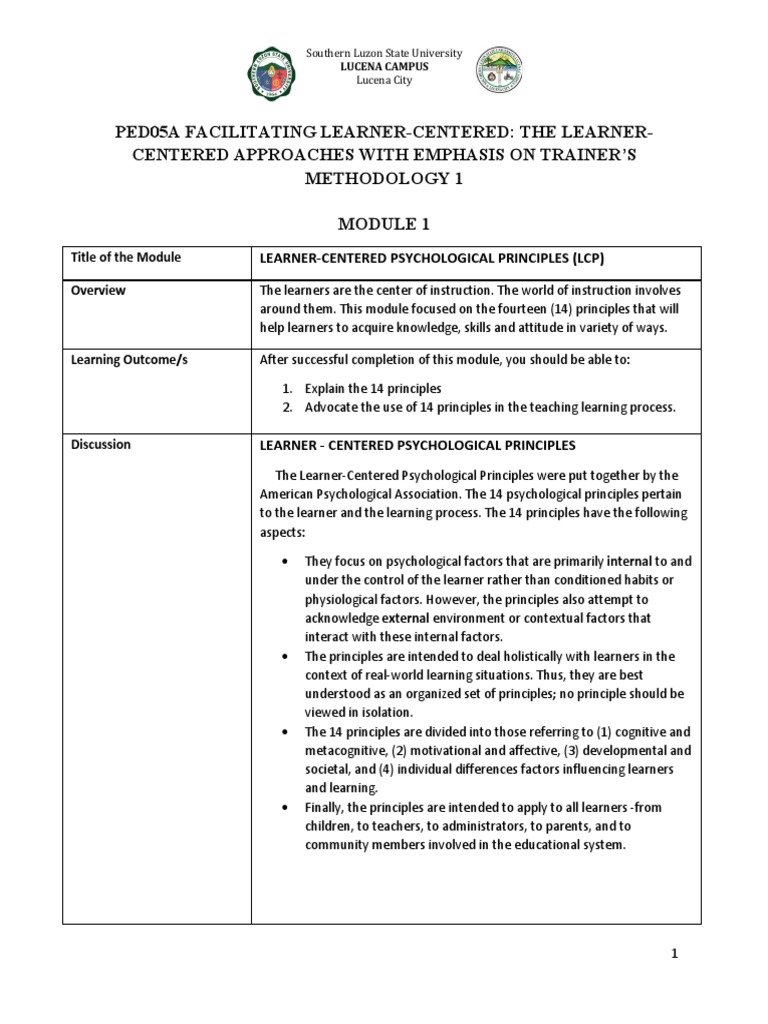 PED05a Module-1 Nagares Lucena | PDF | Learning | Motivational