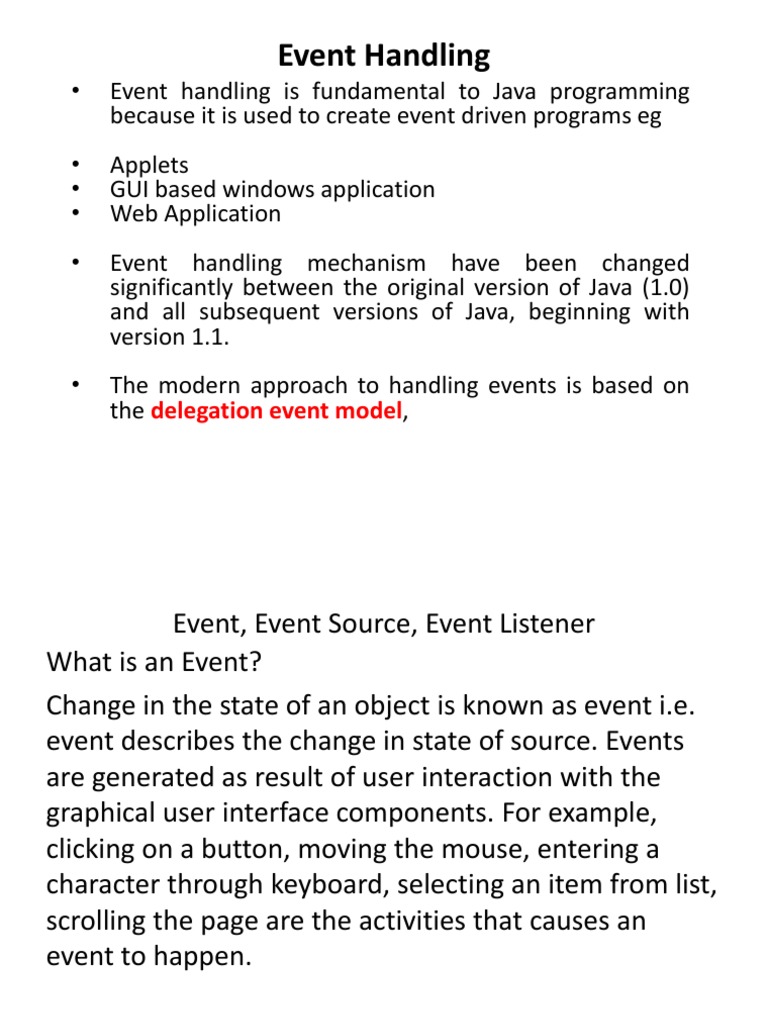 BSC 2ndsem Java Lecture 11 Event Handling | PDF | Class (Computer Programming) | Method ...