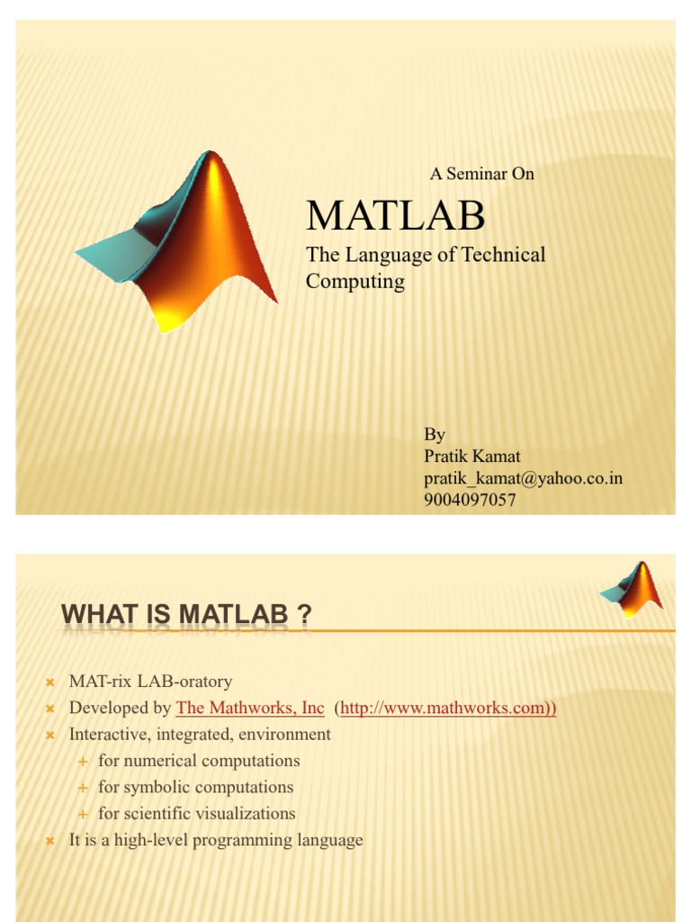Matlab Seminar Pdf Matlab Matrix Mathematics