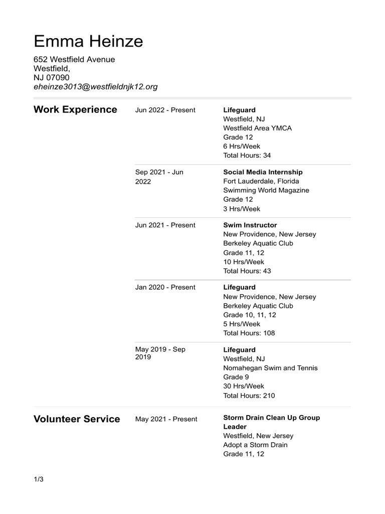 Emma Heinze - Resume | PDF
