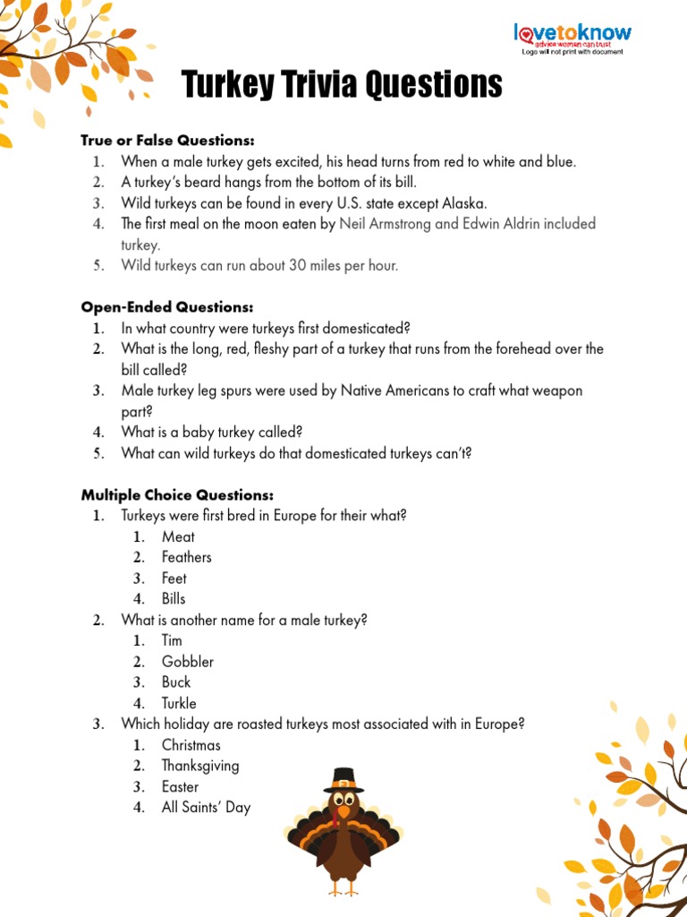 Turkey Trivia Questions and Facts | PDF | Science & Mathematics | History