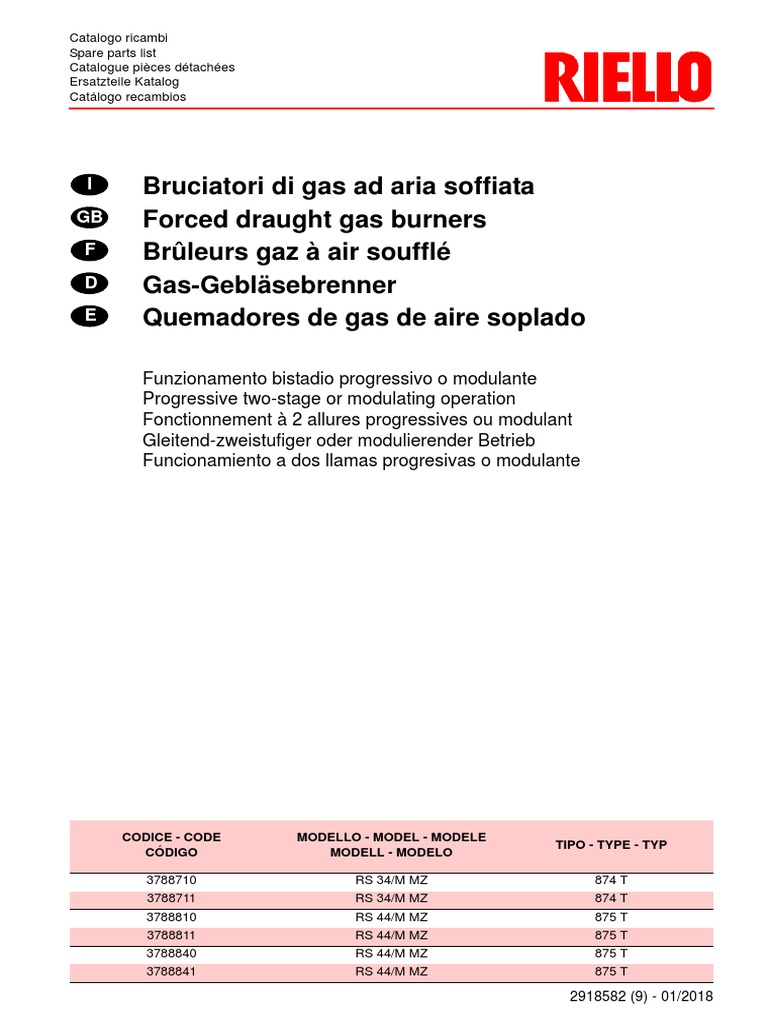Riello Catalogo Ricambi Rs 34 44 M MZ 2918582 9 Rev10 | PDF