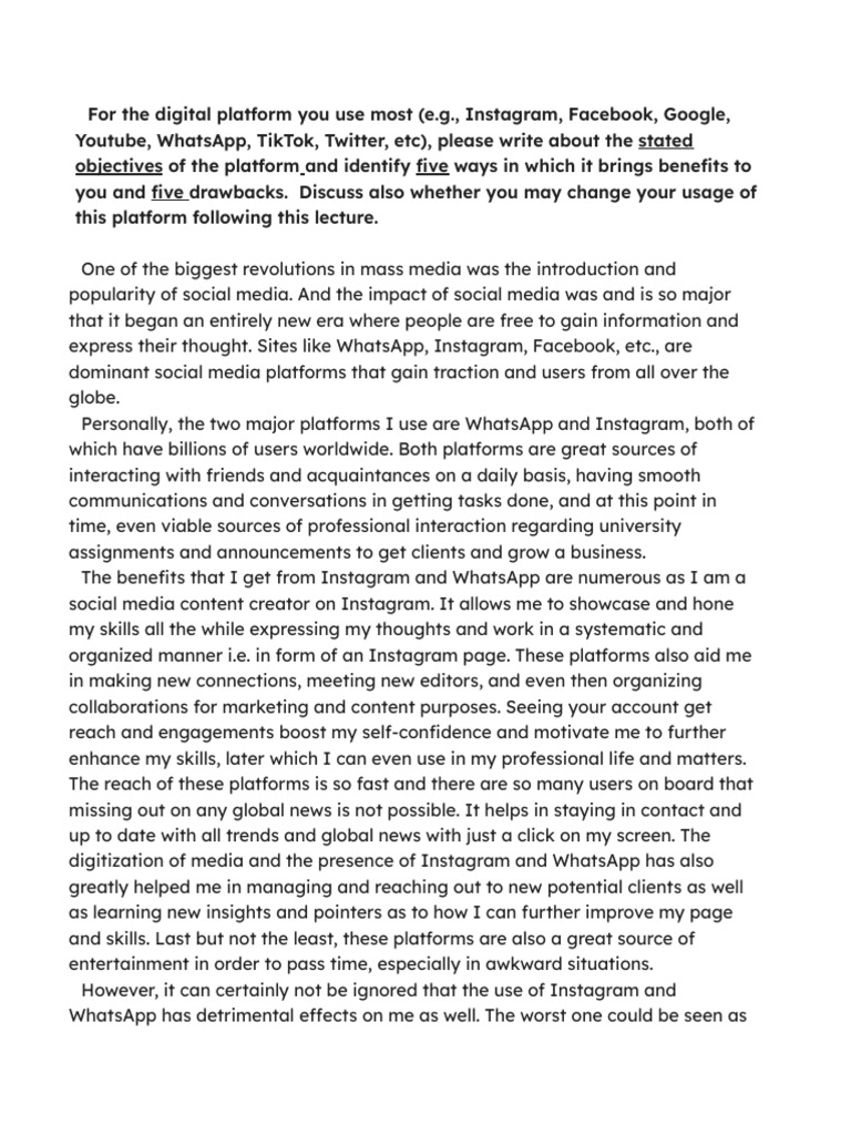 Social Media Essay | Download Free PDF | Social Media | Popular Culture ...