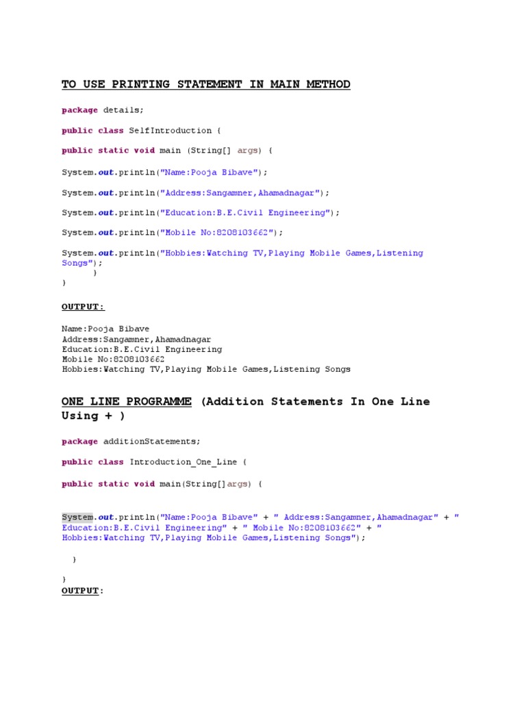 Java Programms Pdf Constructor Object Oriented Programming