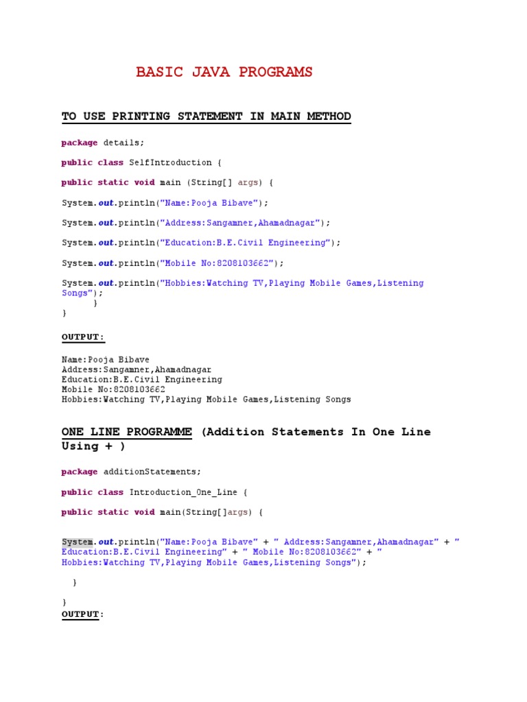 Java Programms Pdf Constructor Object Oriented Programming Programming 