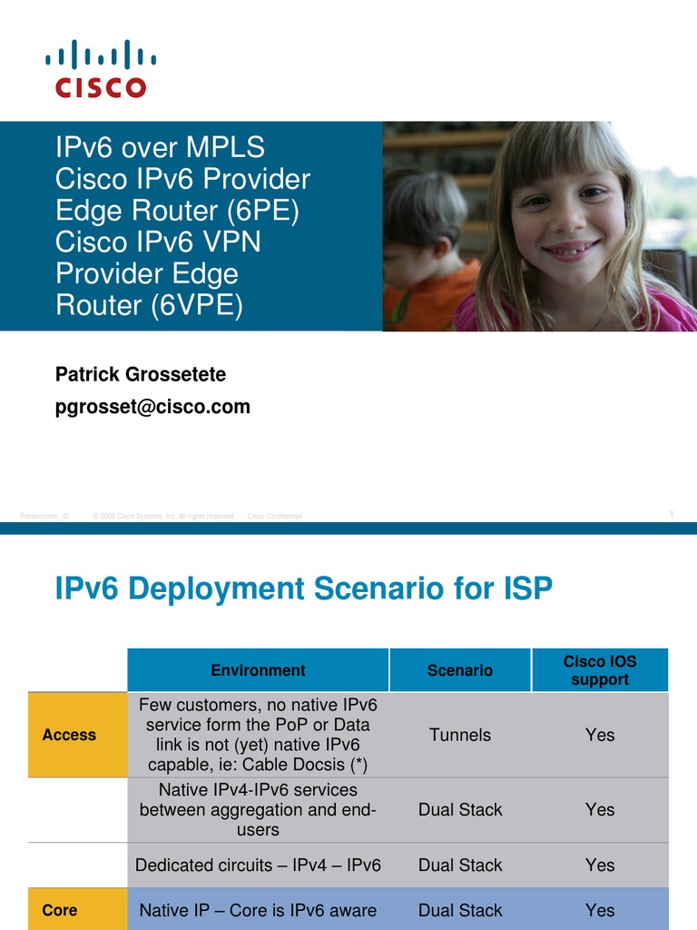 Ipv6 Over Mpls Cisco Ipv6 Provider Edge Router (6pe) Cisco Ipv6 VPN Provider Edge Router (6vpe ...