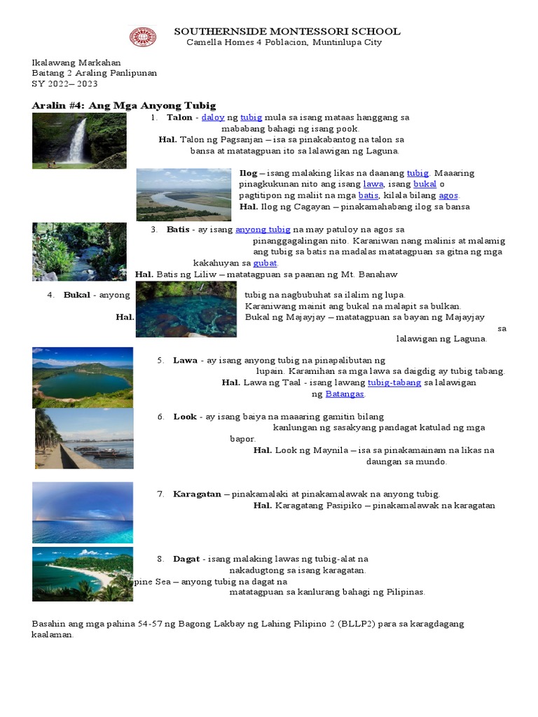 Ap2 - Aralin 4 - Ang Mga Anyong Tubig | PDF