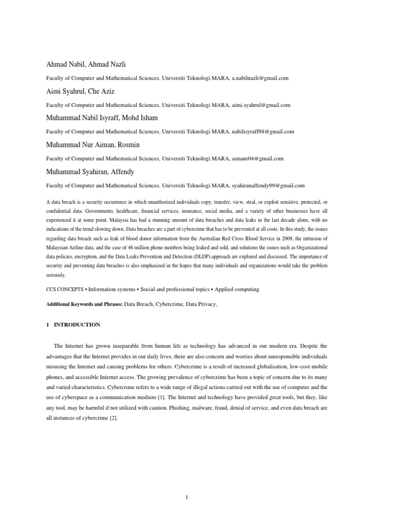 Ict652 Term Paper Data Breach | PDF | Computer Security | Security