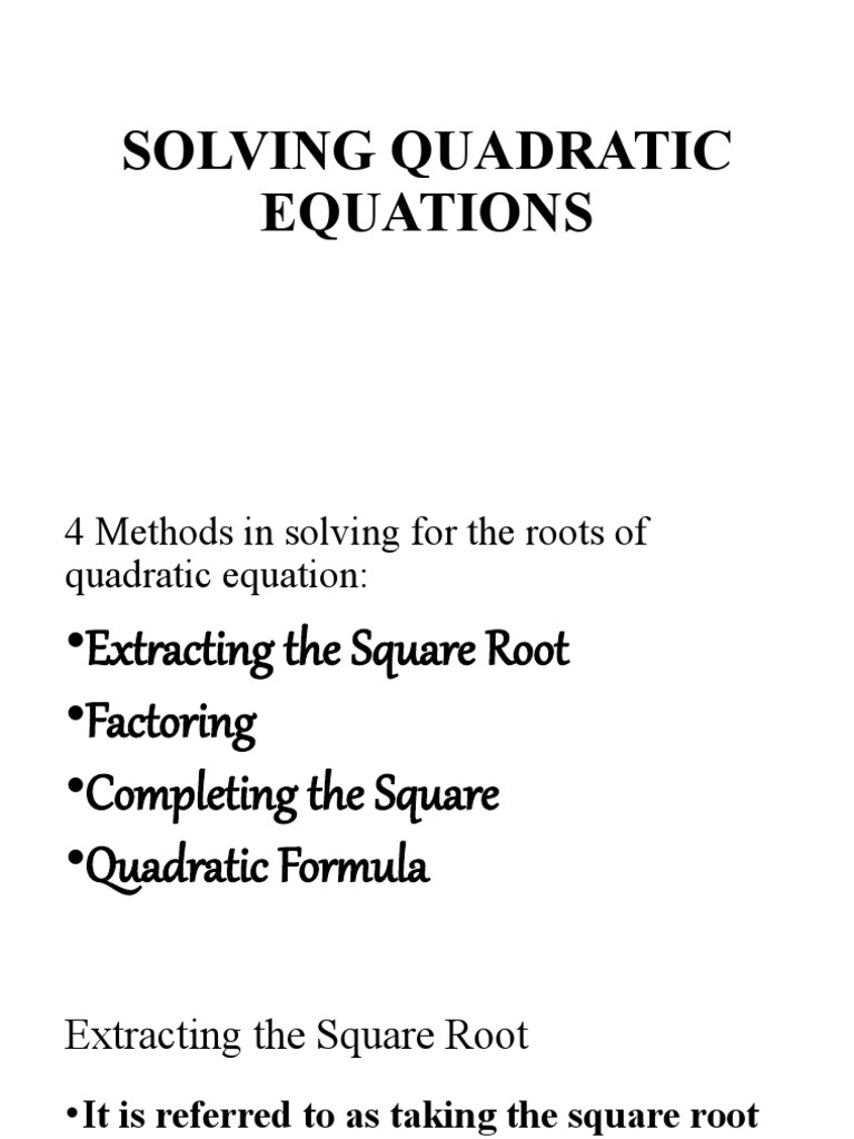 Math9 - Solving Quadratic Equations | PDF | Factorization | Equations