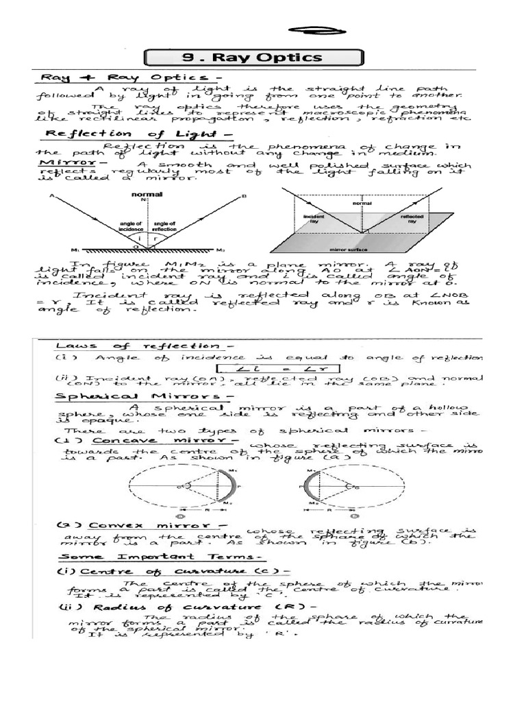 Notes RAY OPTICS | PDF