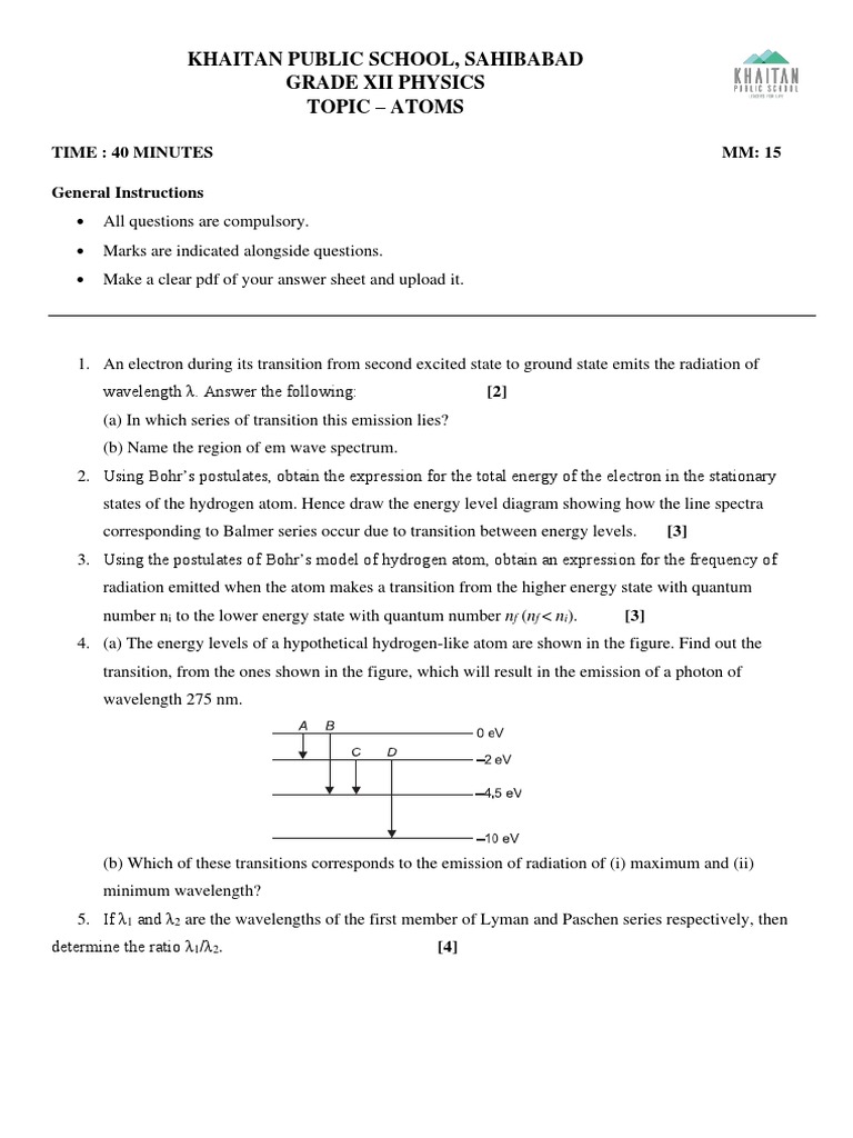 Class Test - Atoms | PDF