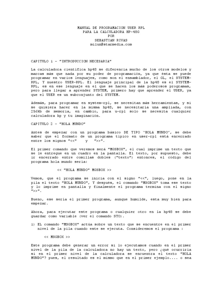Manual de User RPL | PDF | Comillas | Calculadora