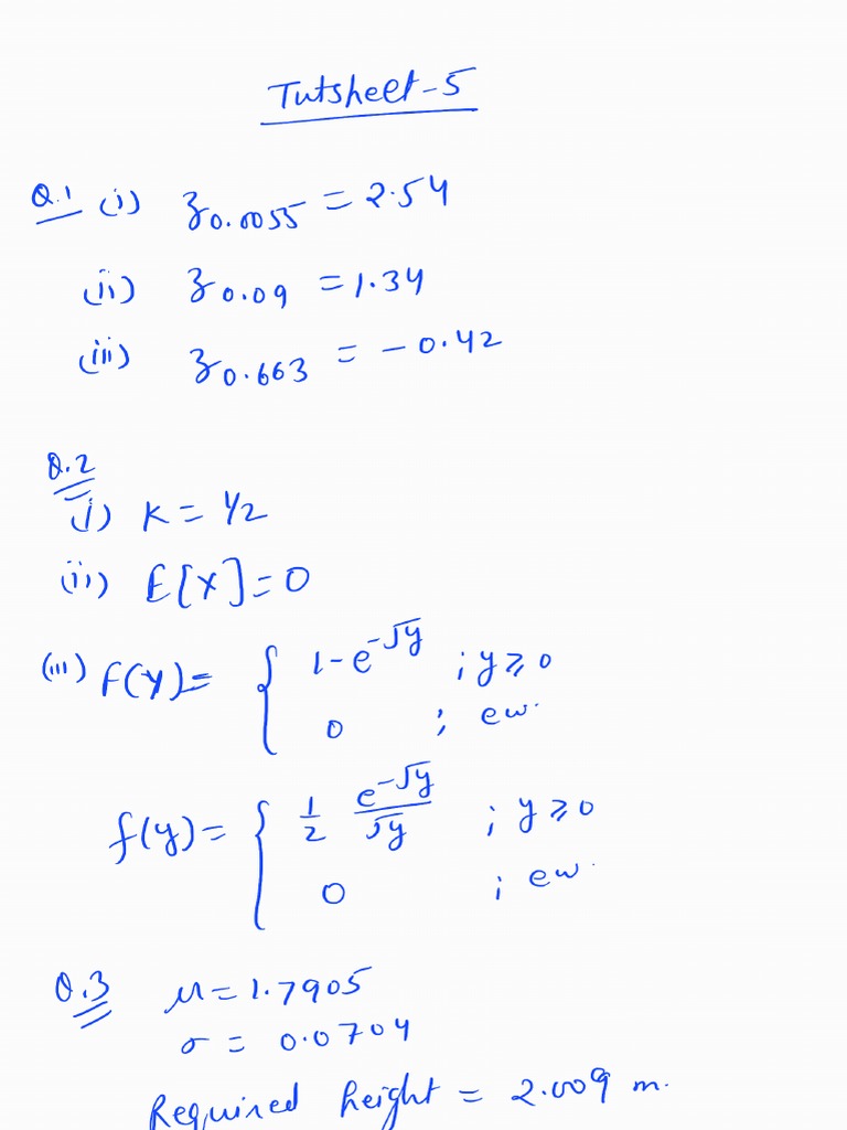 Answer Key of Tutorial Sheet 5 - 220628 - 181822 | PDF