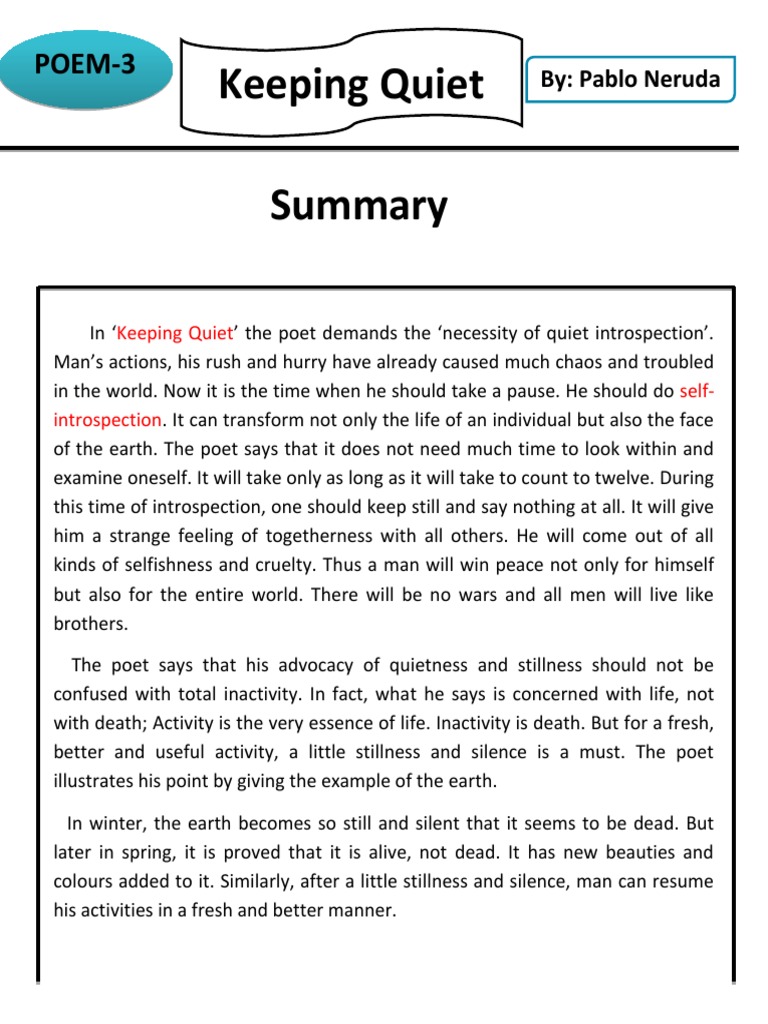 Keeping Quiet | PDF | Silence | Greed