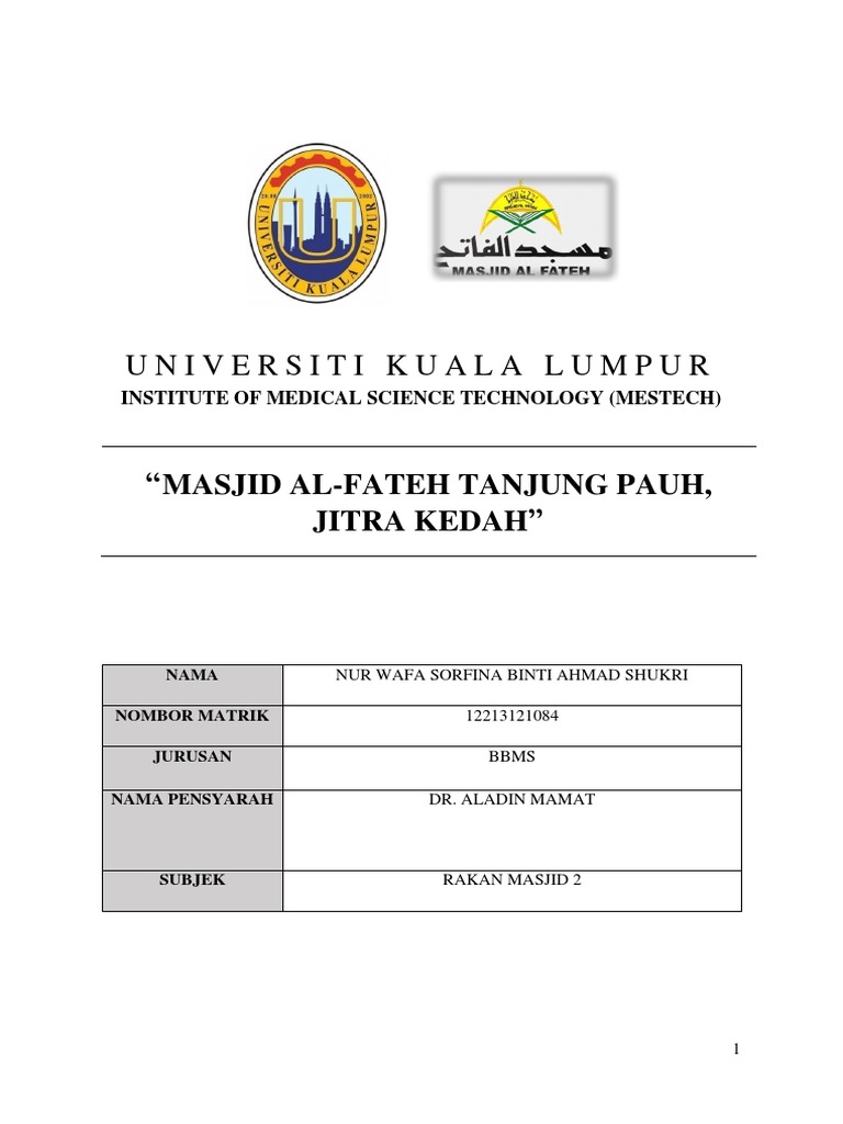 Masjid Al-Fateh Tanjung Pauh | PDF Masjid Al-Fateh Tanjung Pauh | PDF
