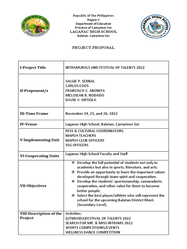 Project Proposal Intramurals 2019 | PDF
