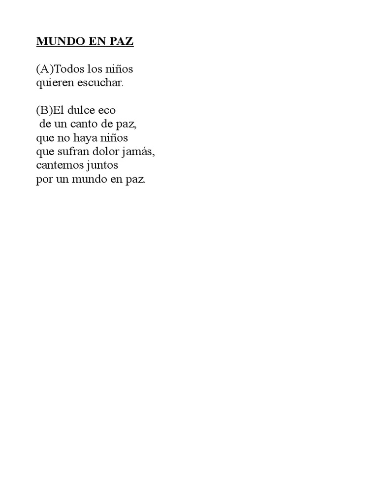 Canto por un Mundo en Paz | PDF