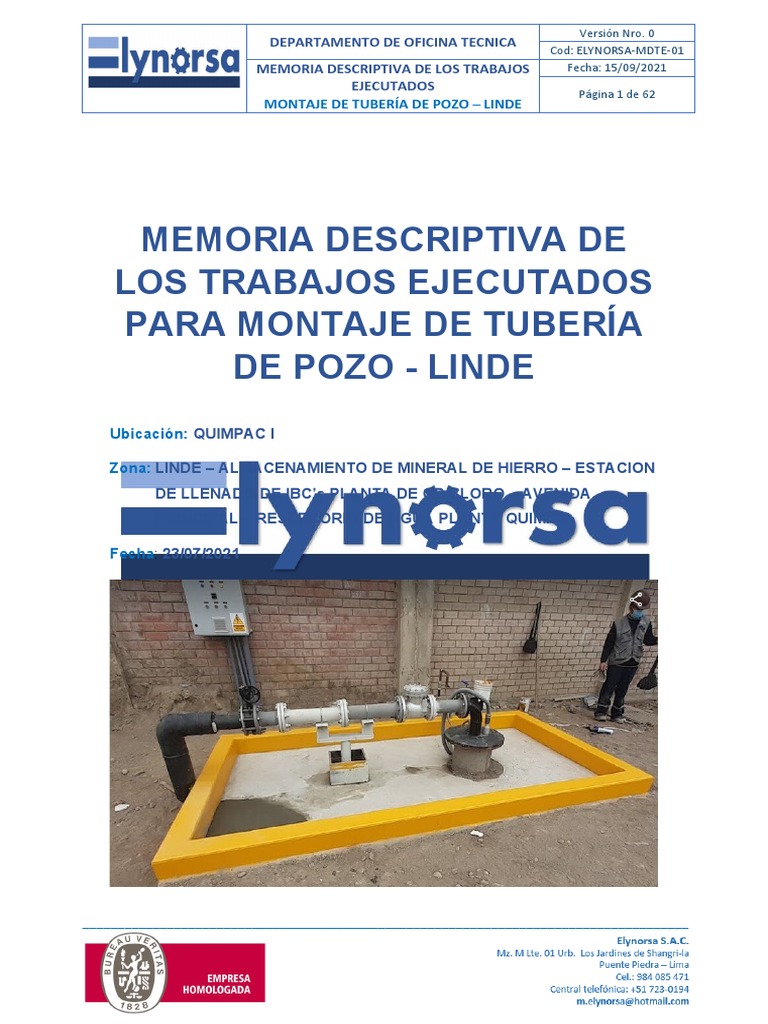 Memoria Descriptiva de Los Trabajos Ejecutados | PDF | Tubería (transporte de fluidos ...