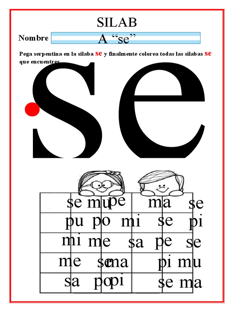 Actividades con la sílaba "se" | PDF | Lingüística | Fonética