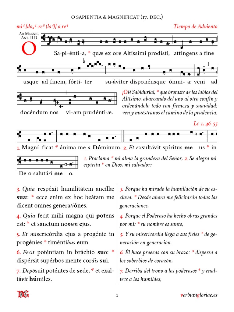 O Sapientia & Magnificat | PDF | Adoración Cristiana Y Liturgia