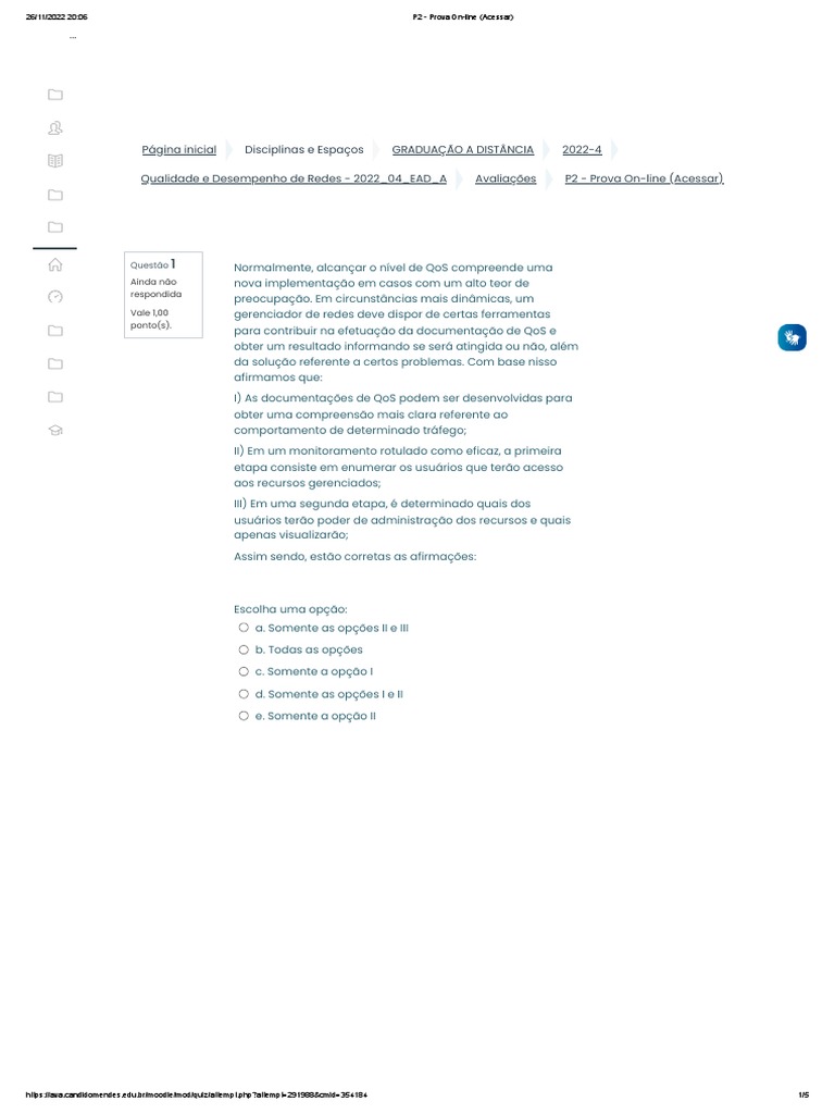 P2 - Prova On-Line (Acessar) | PDF