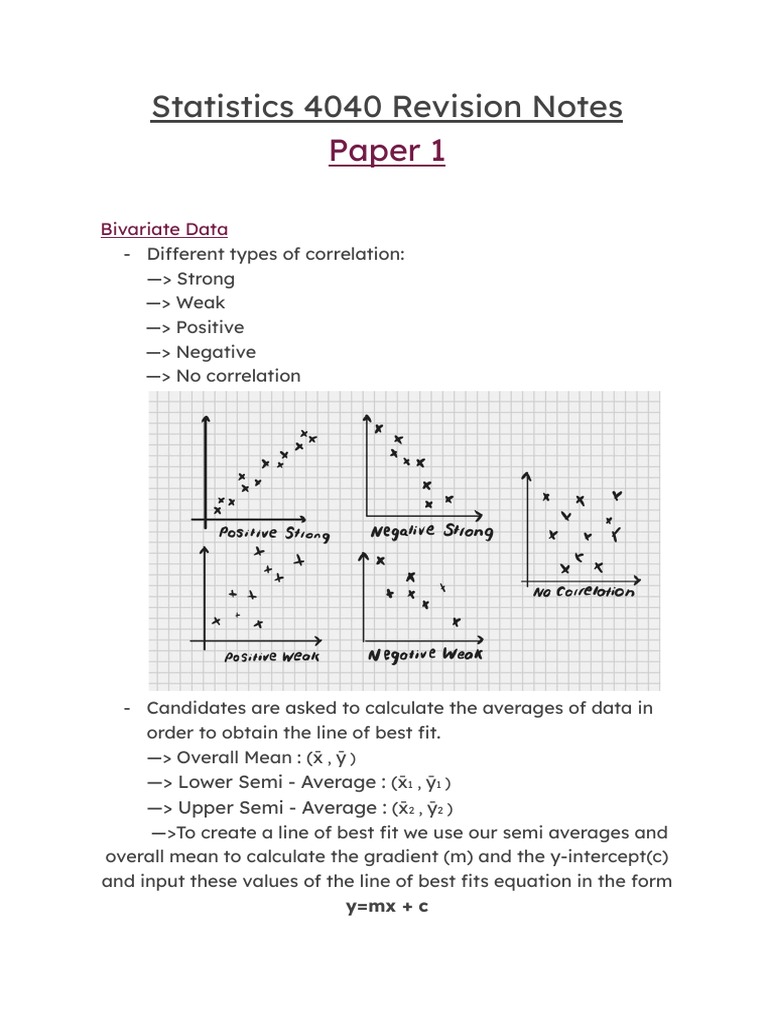 Statistics 4040 Revision Notes Paper 1 | PDF