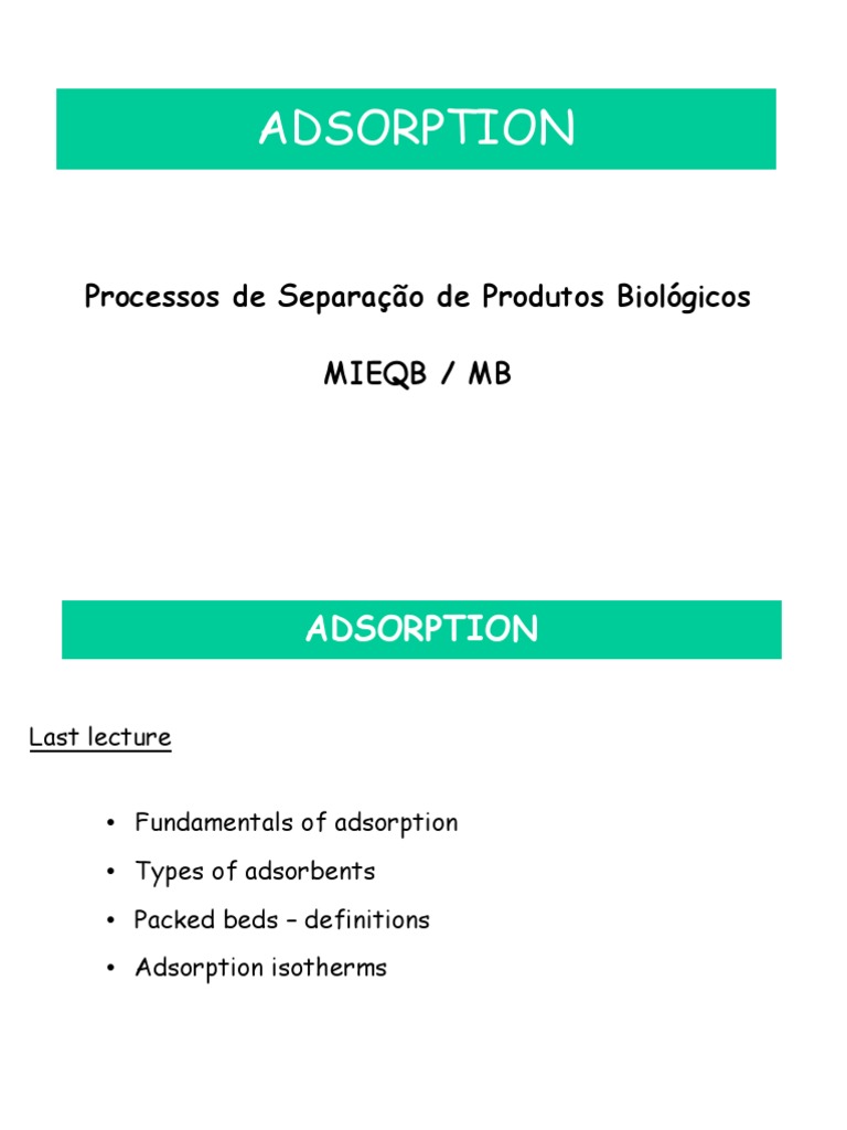 PSPB Adsorption Lecture 2 | PDF | Adsorption | Diffusion