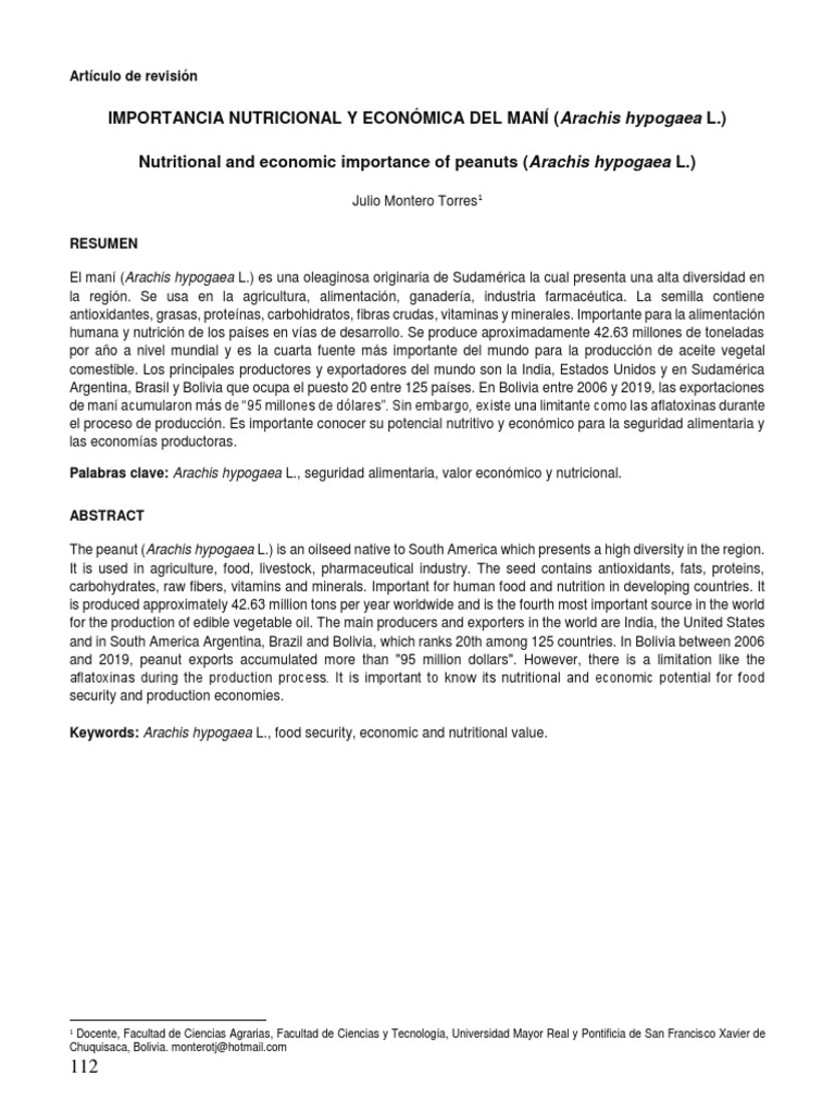 Valor Nutricional Del Mani | PDF | Miseria | Alimentos