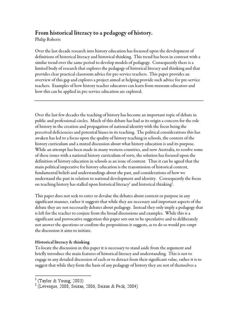 Historical Literacy To Hitorical Thinking | PDF | Teaching Method ...