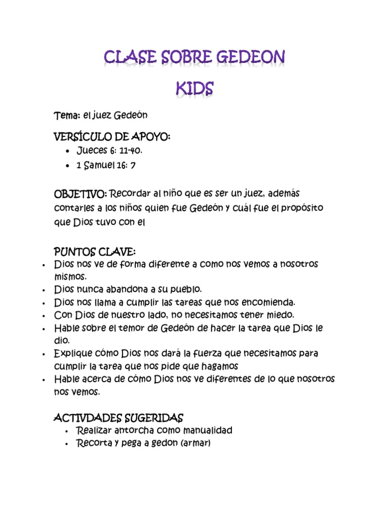 Clase Kids Sobre Gedeon 12-06-2022 | PDF