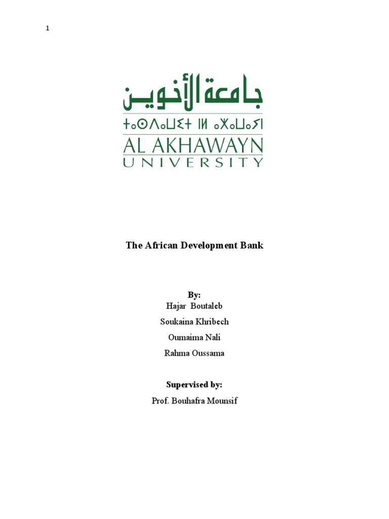 The African Development Bank | PDF | African Development Bank | Employment
