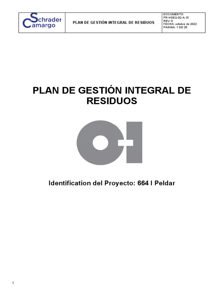 PR-HSEQ-02-A15 Plan de Gestión Integral de Residuos I PELDAR | PDF | Residuos | Gestión de residuos