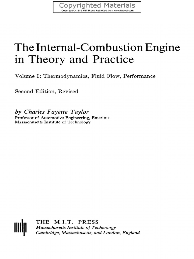 Taylor, Charles Fayette - Internal-Combustion Engine in Theory and ...