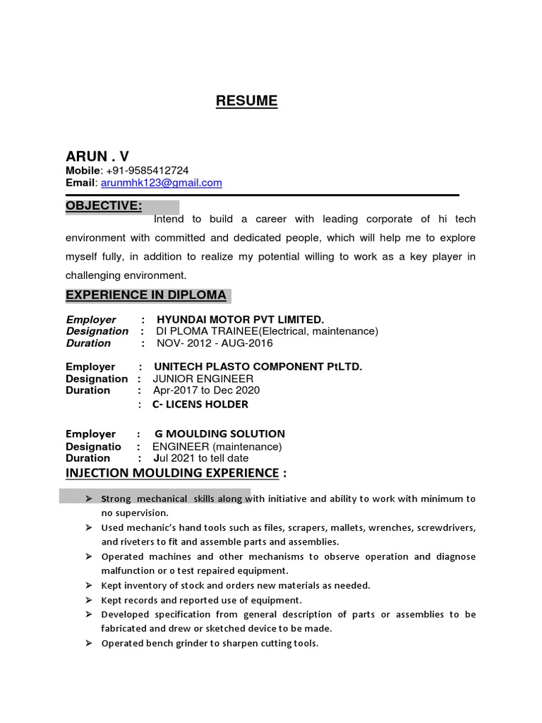 Resume for Electrical Engineer | PDF | Transformer | Battery Charger