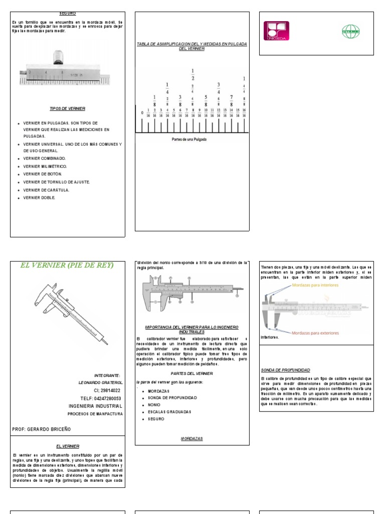 Triptico Del Vernier | PDF | Metrología