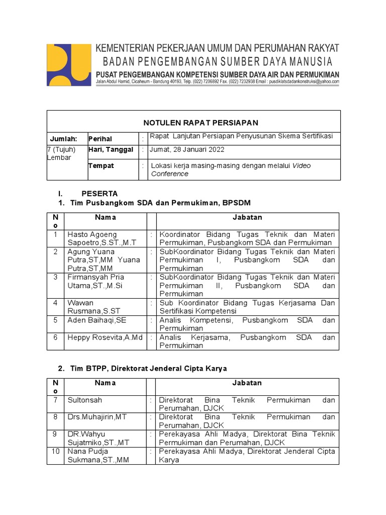 Rapat Skema Sertifikasi PUPR | PDF