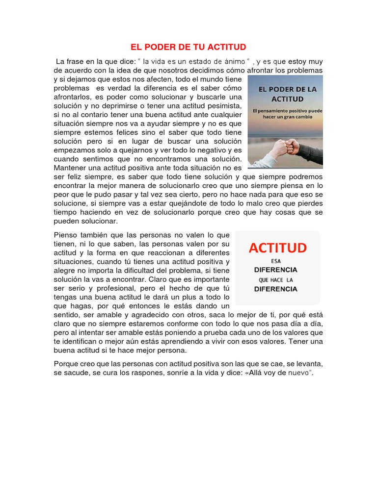 El Poder Tu Actitud... Etica | PDF | Actitud (psicología)