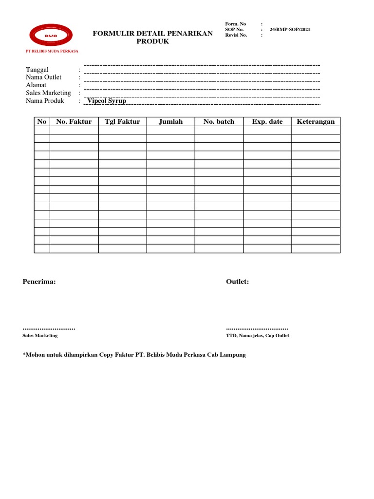 Formulir penarikan produk | PDF
